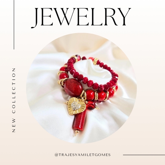 Diseños Yamilet Gomes | Jewelry | Brazalete Ajustable Color Rojo Set De ...
